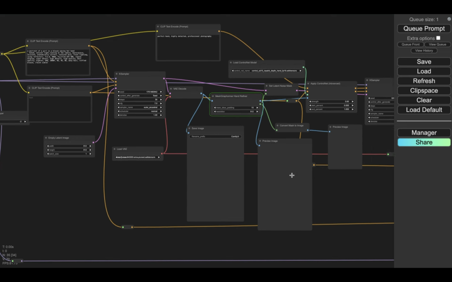 MeshGraphormerを使ってComfyUIの中で「手」の崩れを修正する方法｜AI美女のつくりかた