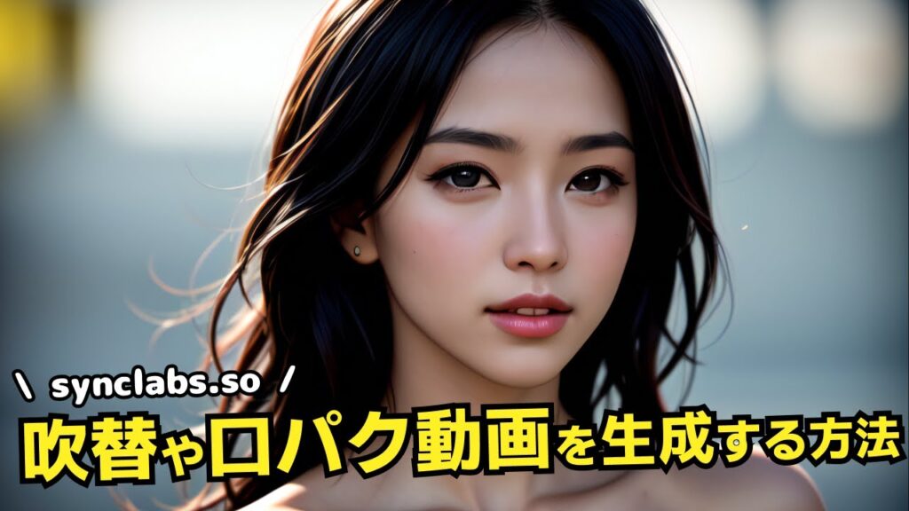 synclabsを使って吹替え・口パク動画を作成する方法とは？｜AI美女のつくりかた